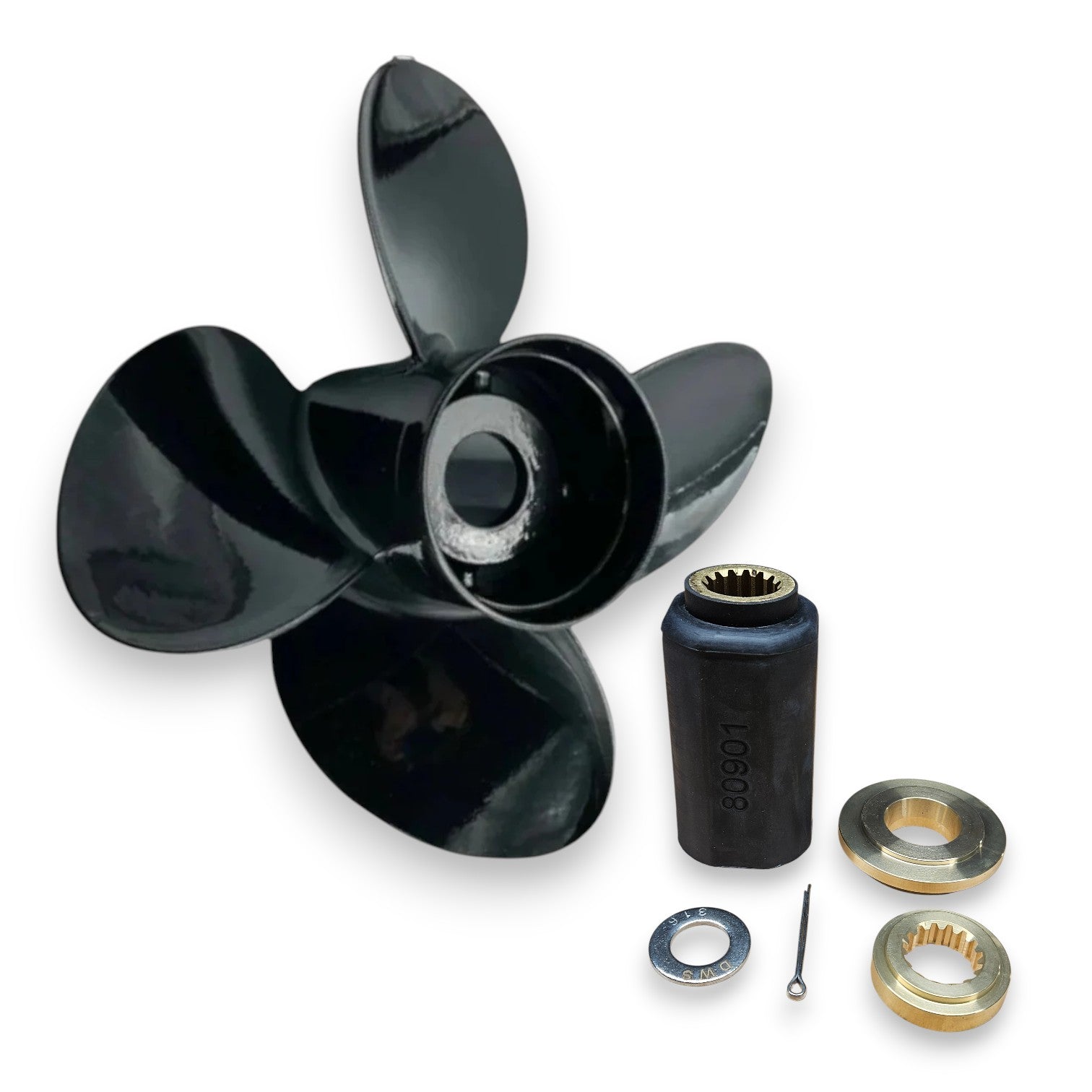 4-blade 75-140hp Tohatsu Megara Series Titanium Aluminium Propellers ...