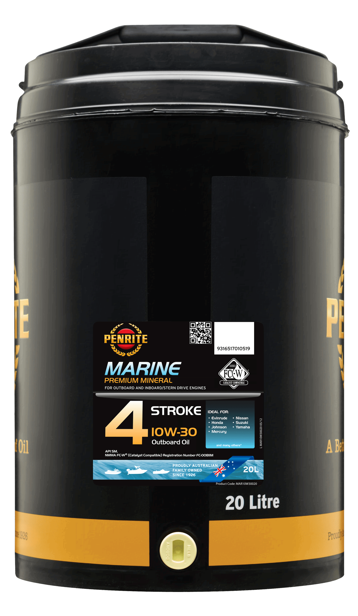 Penrite Premium NMMA FC-W CAT Approved Mineral Marine 10W-30 4-Stroke ...
